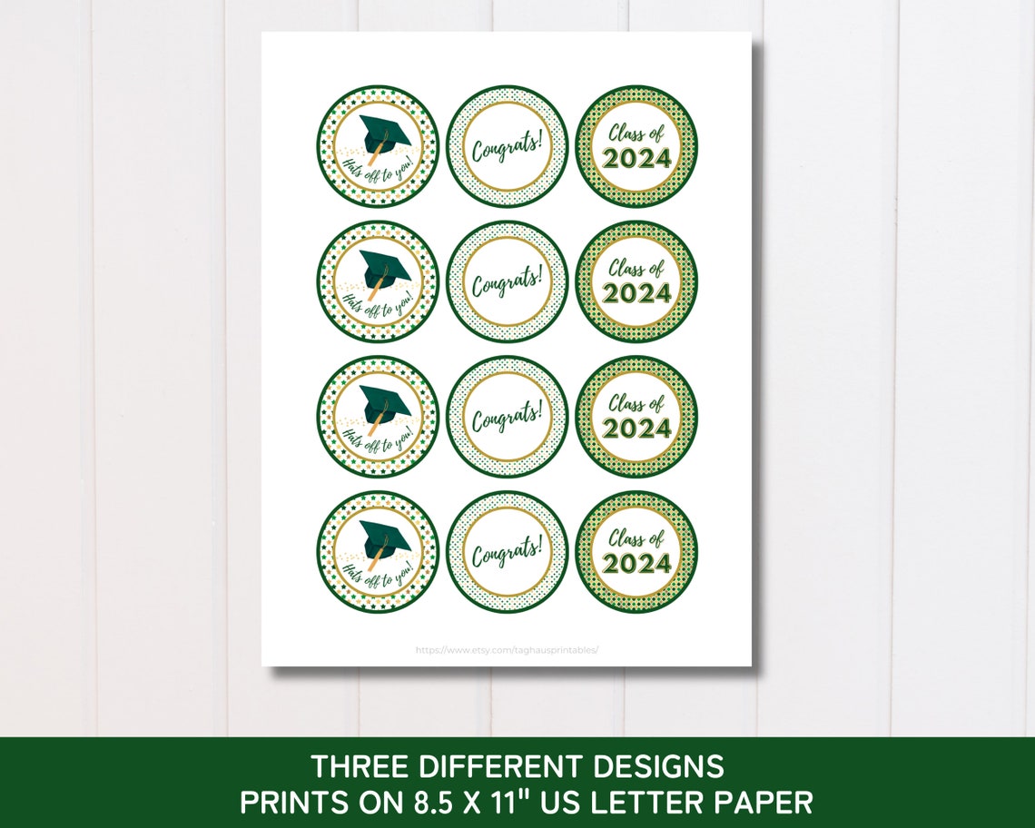 Printable Graduation Cupcake Toppers, 2024 Graduation Party Decorations ...