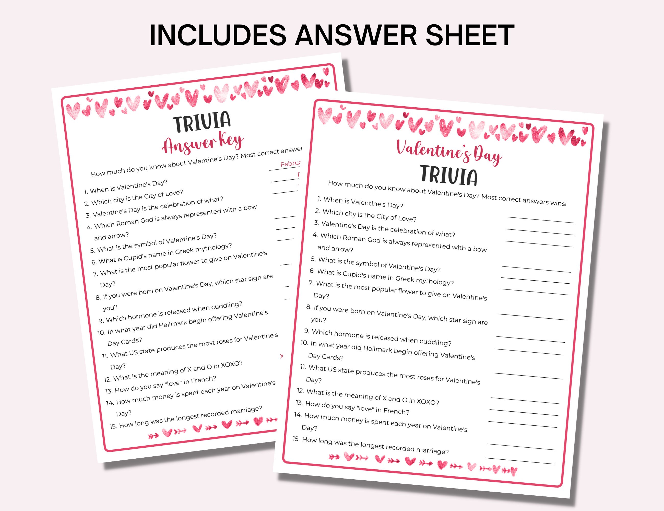 Valentines Day Trivia Game, Printable Valentines Day Party Games ...