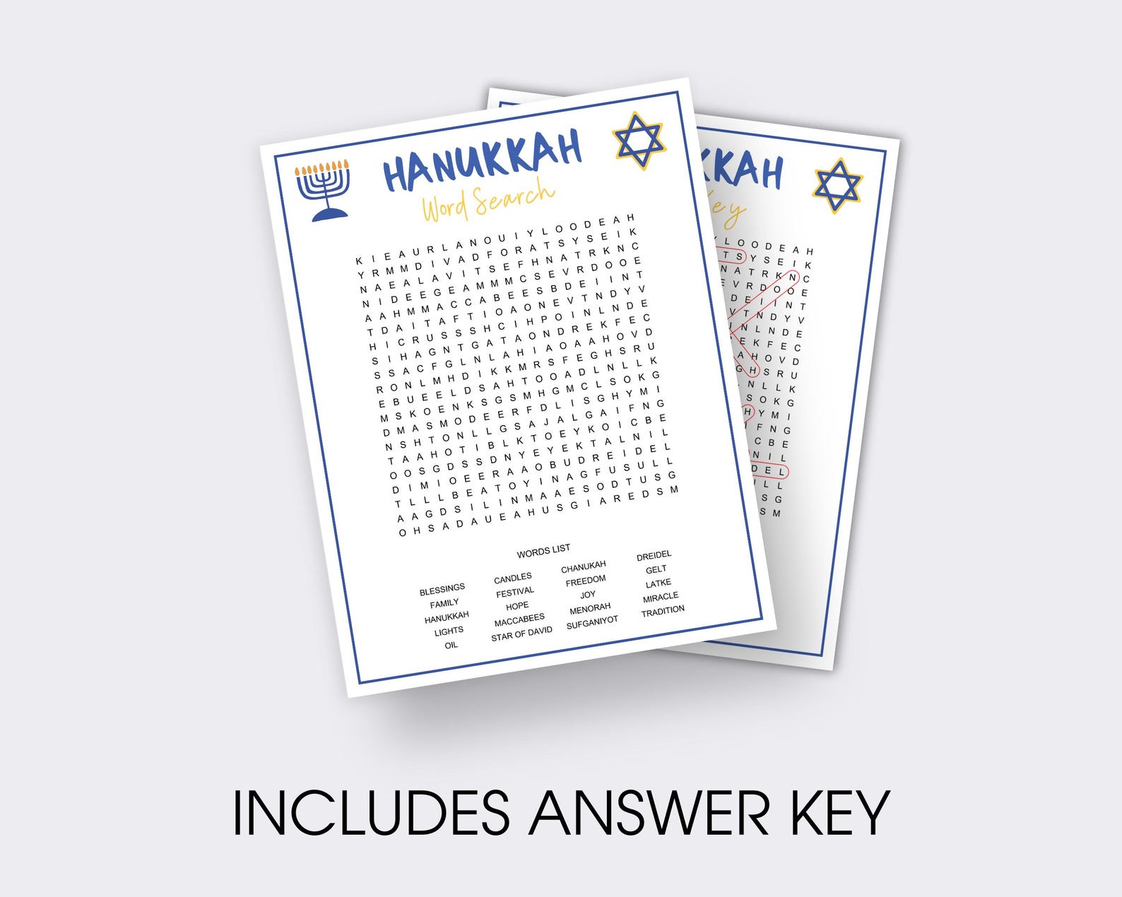Hanukkah Word Search Game, Jewish Party, Hebrew Holiday Word Search ...