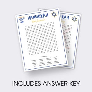 Hanukkah Word Search Game, Jewish Party, Hebrew Holiday Word Search ...