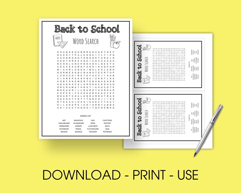 Back to School Word Search Game, First Week Classroom Activity Word ...
