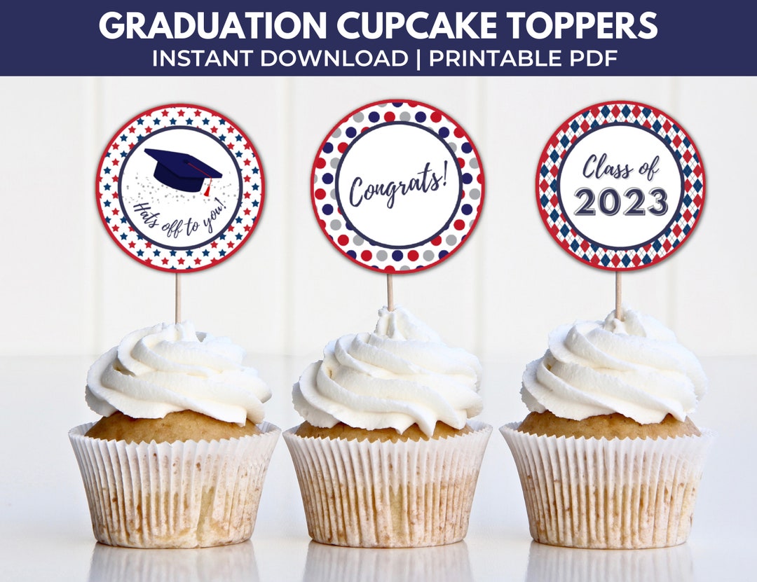 Printable Graduation Cupcake Toppers 2023 Graduation Party - Etsy