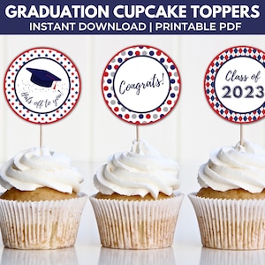 Printable Graduation Cupcake Toppers 2023 Graduation Party - Etsy