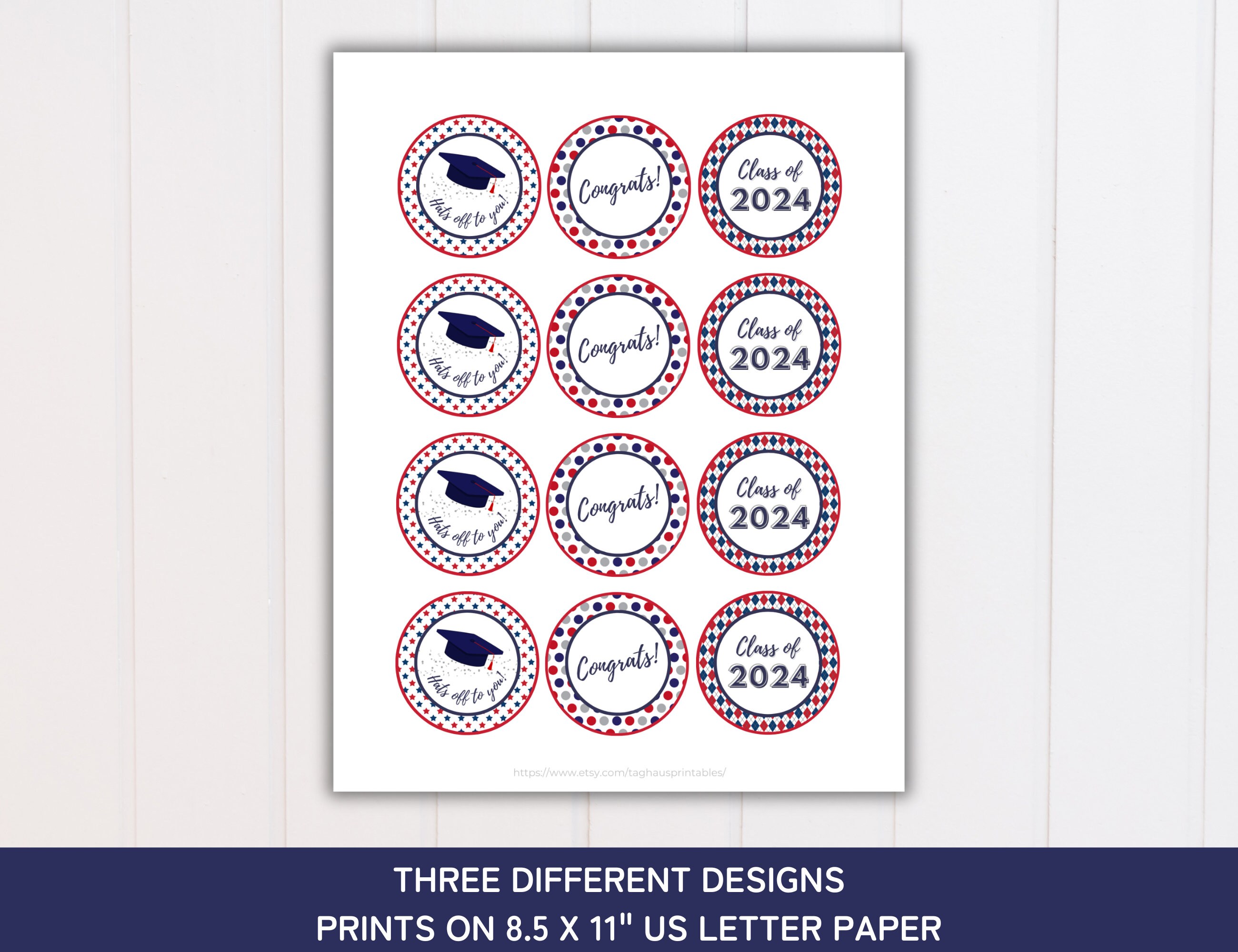 Printable Graduation Cupcake Toppers, 2024 Graduation Party Decorations ...