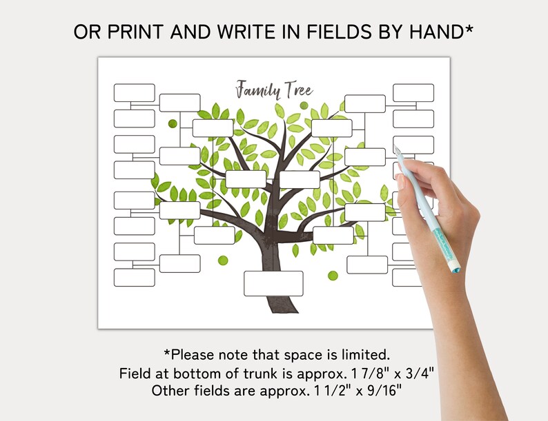 Family Tree Template 5 Generation, Family Tree Chart, Printable for ...