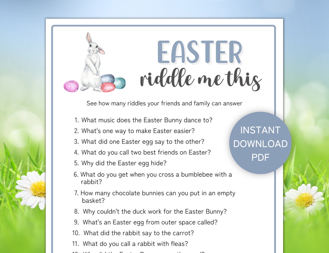 Easter Riddles Game, Printable Easter Party Game for Kids, Riddle Me ...