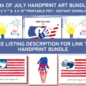 Fourth of July Handprint Art, Printable Summer Keepsake, American Flag ...