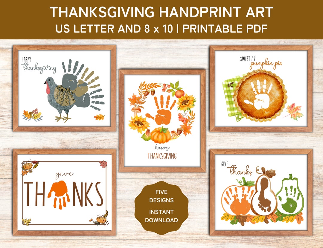 Thanksgiving Handprint and Footprint Art Bundle, Fall Handprint, Turkey ...