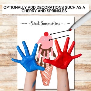 Summer Handprint Art, Ice Cream Cone Handprint Craft, Printable Summer ...