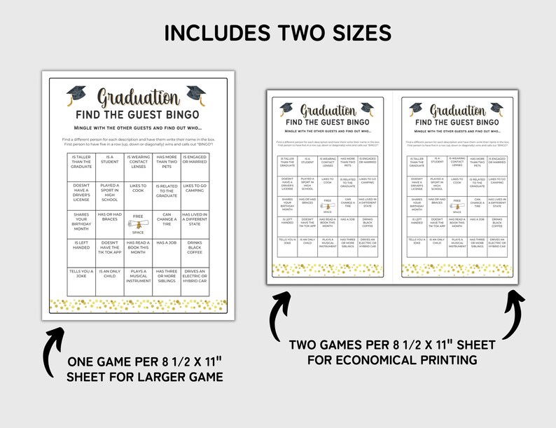 Graduation Find the Guest Bingo Game for Graduation Party, Mix and ...