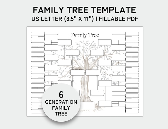 Family Tree Template To Print Printable 6 Generation Family Tree