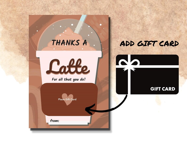 Printable Coffee Gift Card Holder for Staff, Employee, Teacher ...
