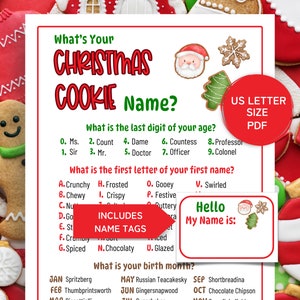 What's Your Christmas Cookie Name Game and Christmas Name Tags ...