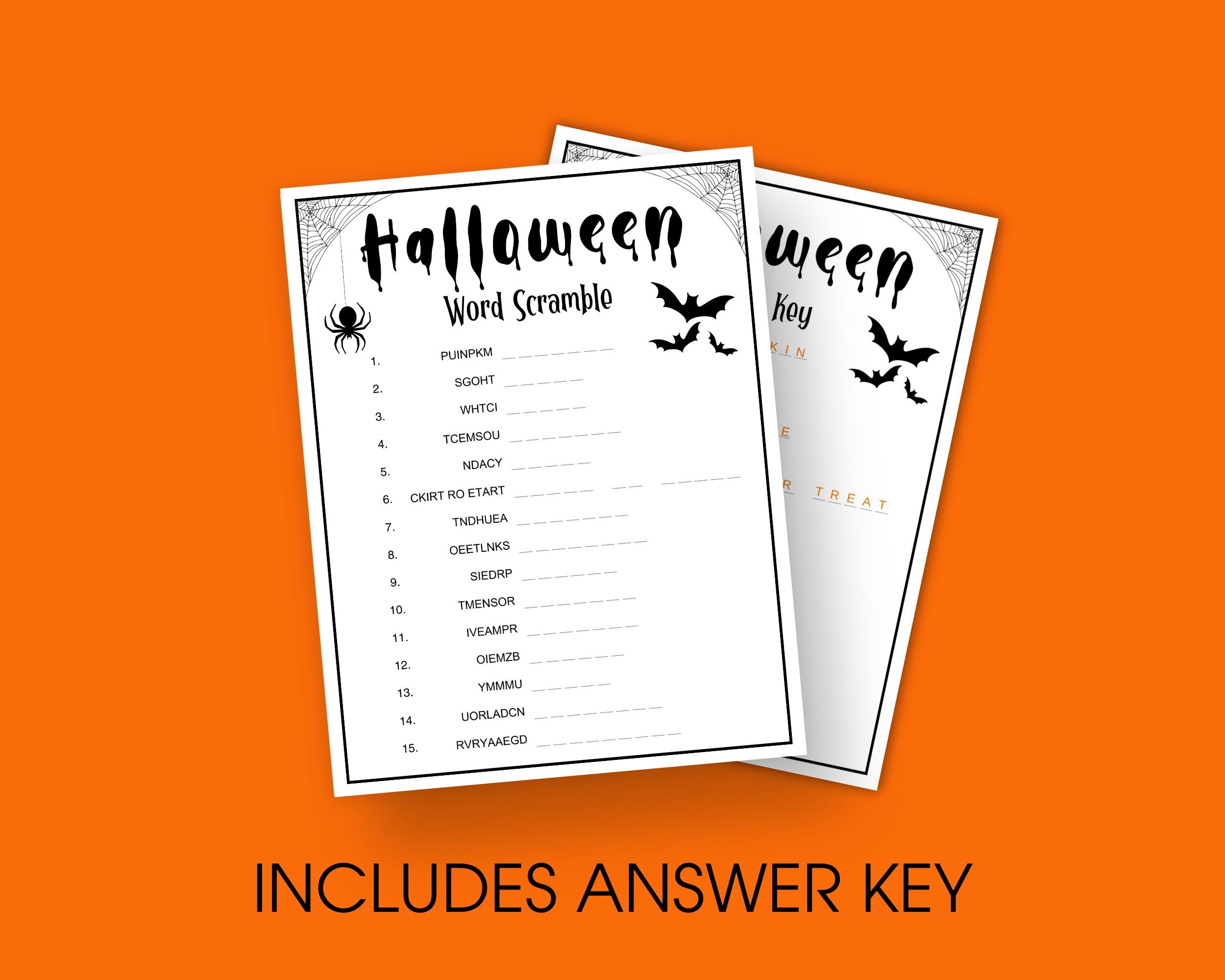 Halloween Word Scramble Game, Printable Halloween Game for Kids and ...