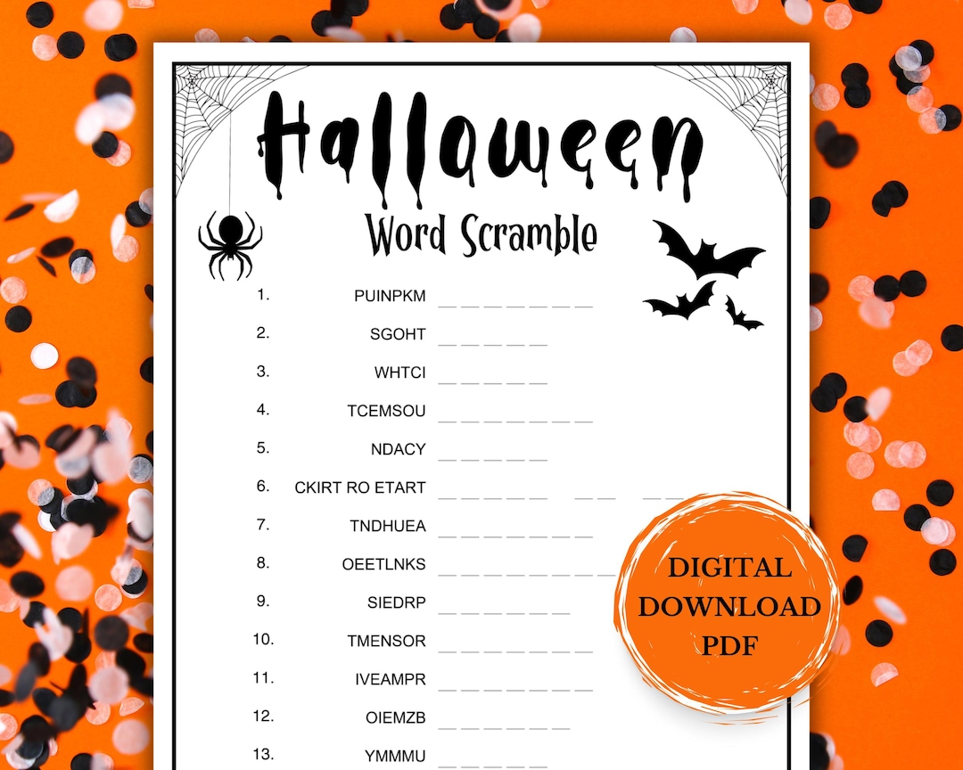 Halloween Word Scramble Game, Printable Halloween Game for Kids and ...