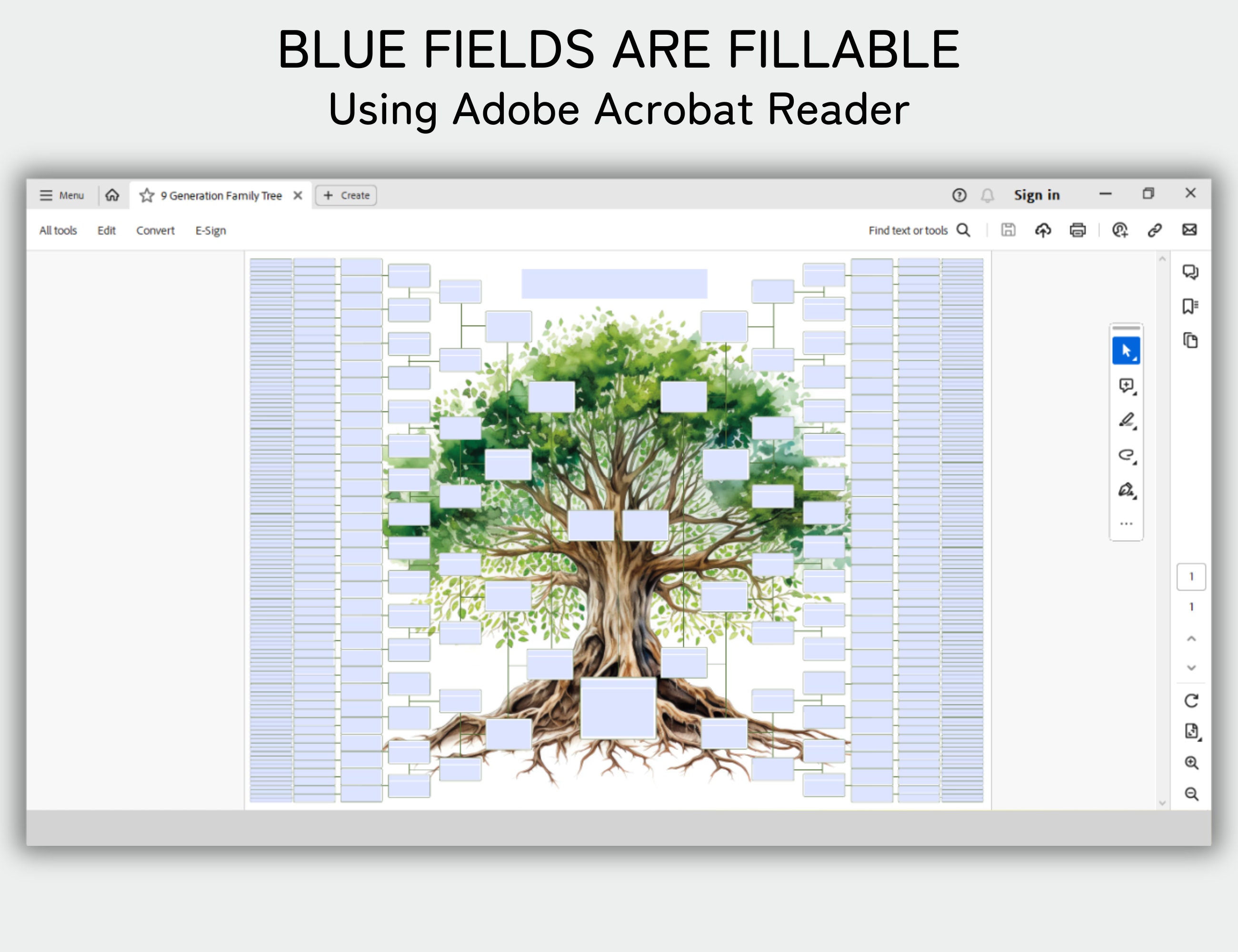 Family Tree Template 9 Generation, Family Tree Chart, 36x48 Poster ...