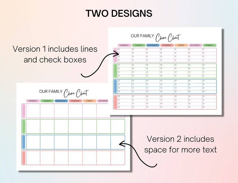 Editable Weekly Family Chore Chart for Kids and Adults, Printable ...