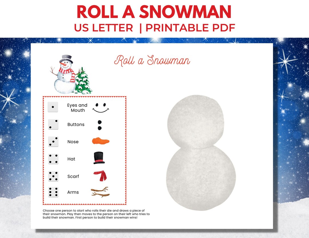 Christmas Roll a Snowman Dice Game, Fun Family Christmas Activity ...