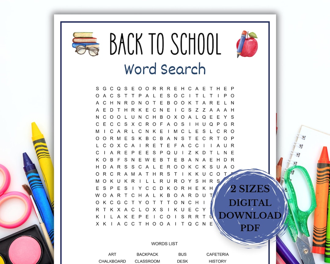 Back to School Word Search Game, First Week Classroom Activity Word ...