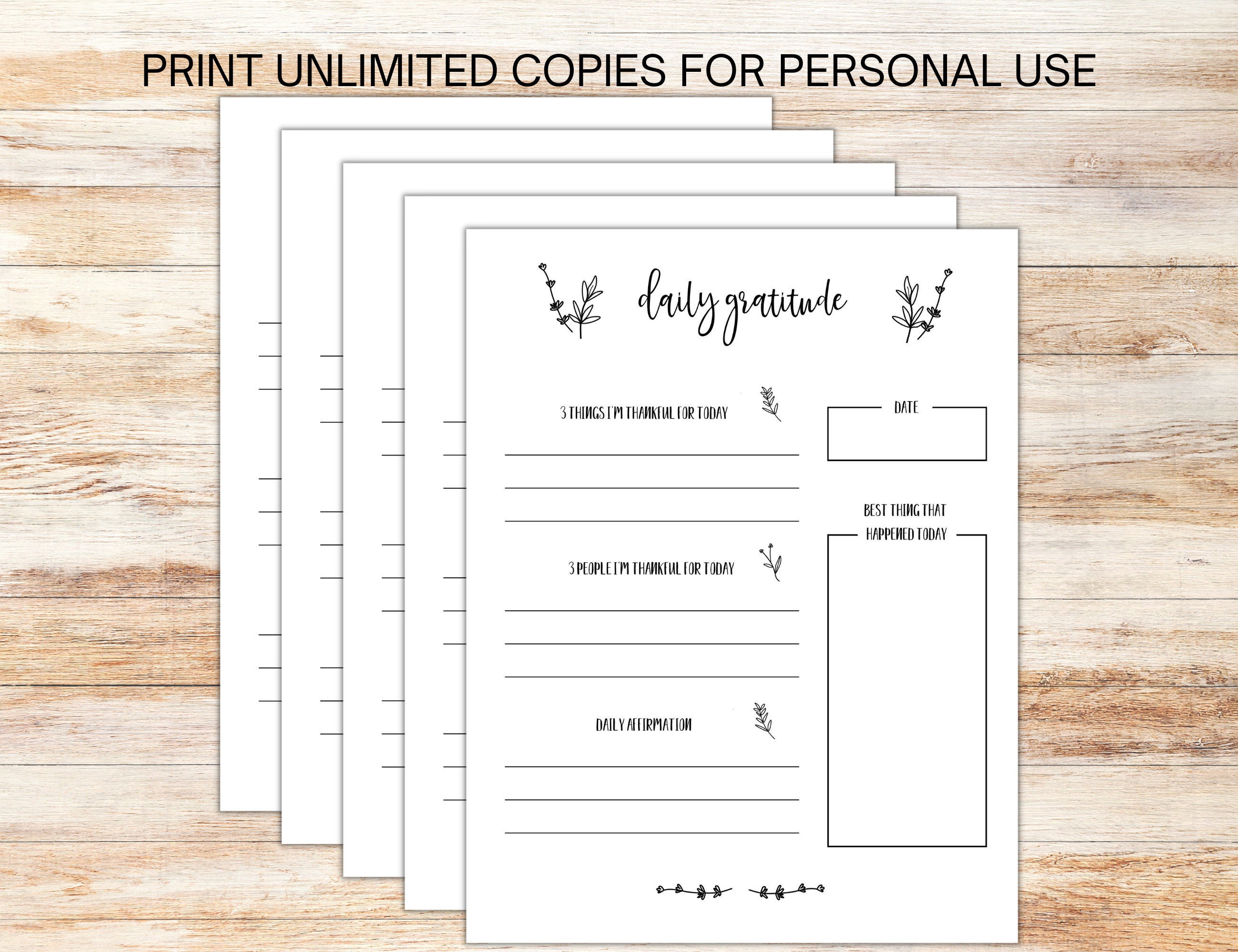 Printable Daily Gratitude Journal, Affirmation Journal, Mindfulness ...