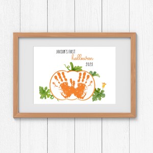 First Halloween Custom Pumpkin Handprint Art, Fall Handprint, Halloween ...