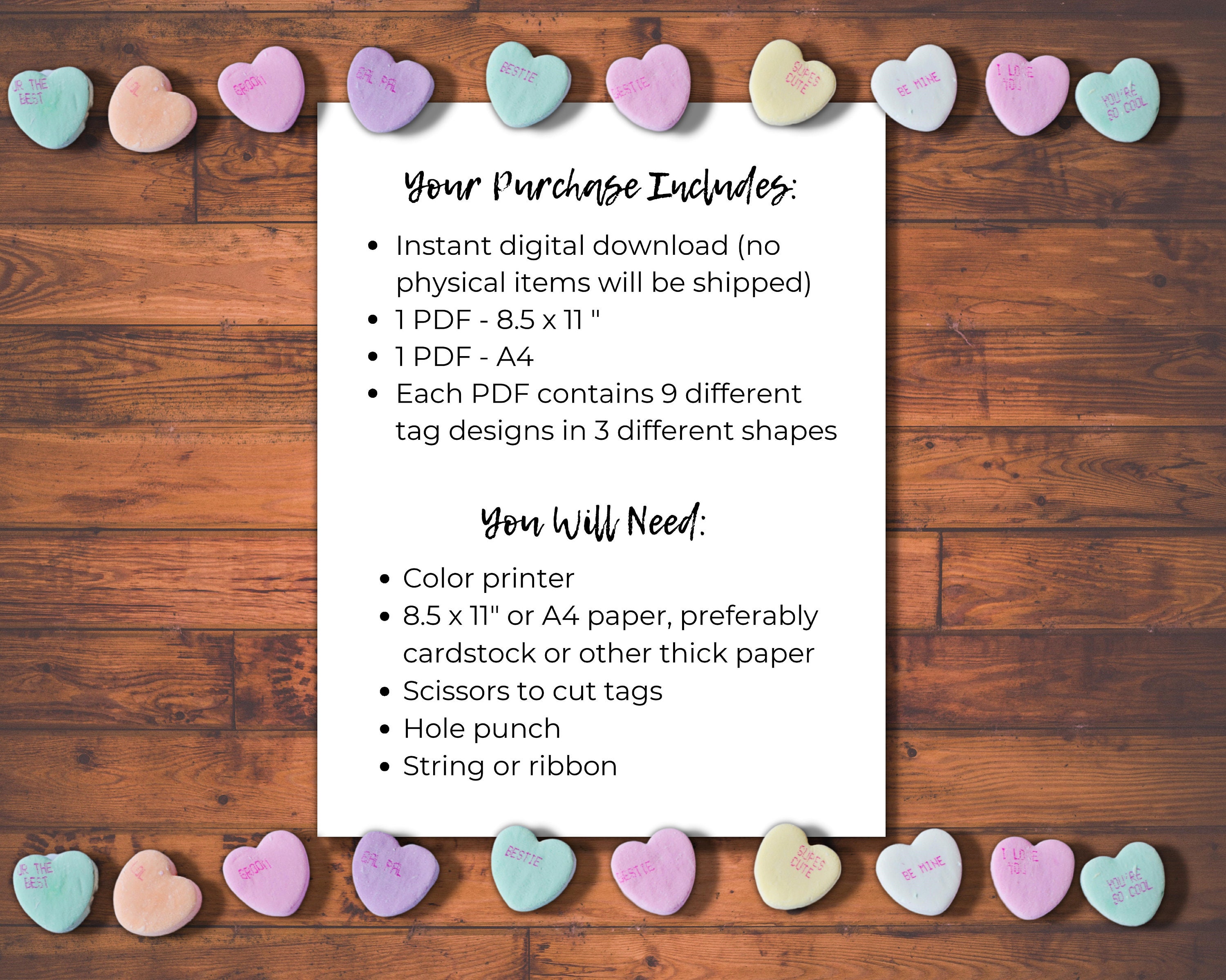 Valentine's Day Gift Tags Printable, Valentine Favor Tags, Instant ...