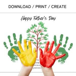 Father's Day Handprint Art, Printable Handprint Craft, Handprint ...