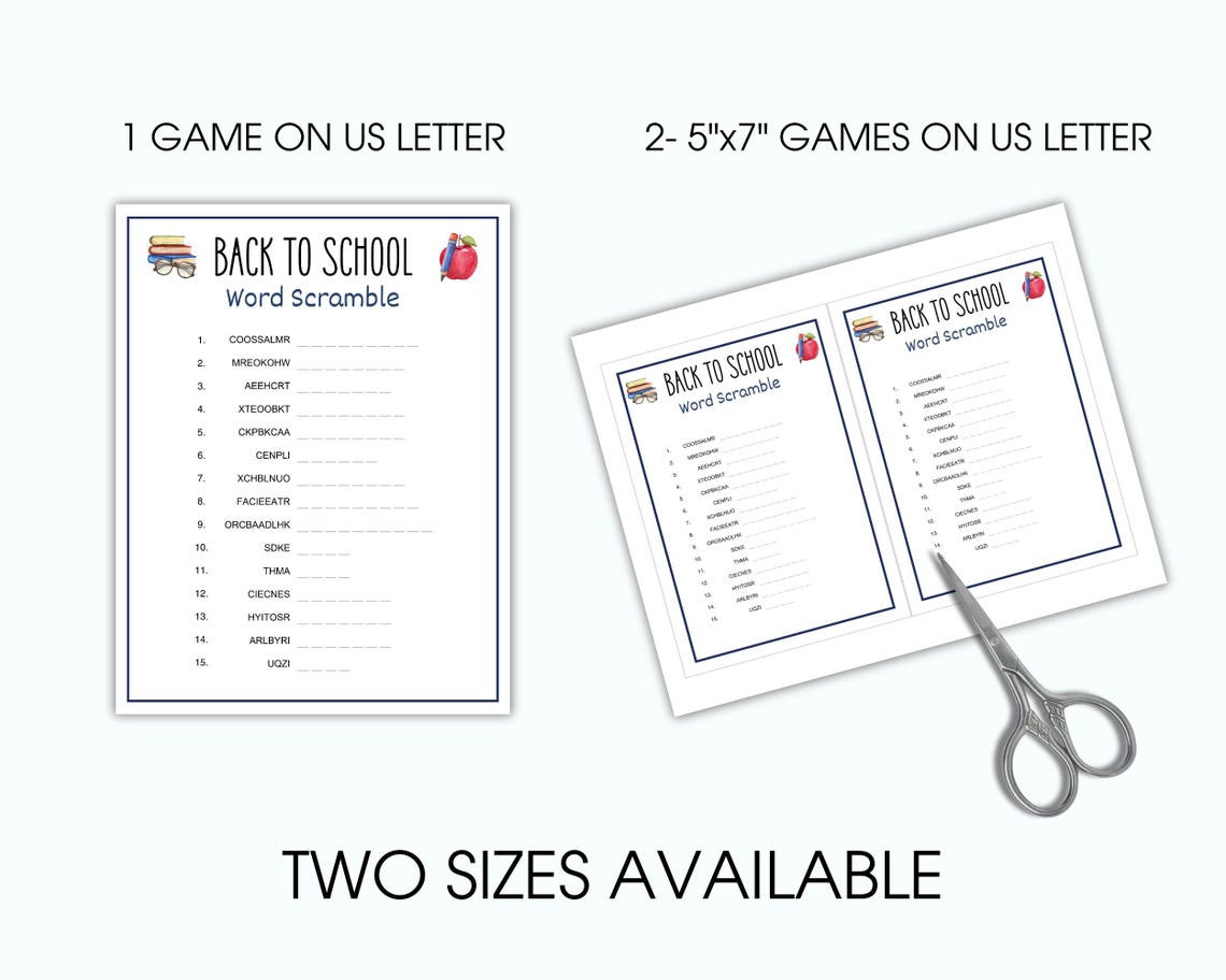 Back to School Word Scramble Game, First Week Classroom Activity Word ...