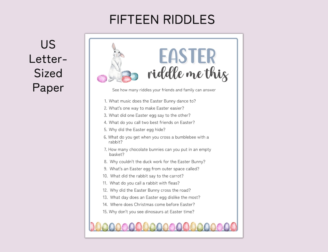 Easter Riddles Game, Printable Easter Party Game for Kids, Riddle Me ...