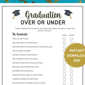 Graduation Over or Under Game Graduation 2023 Graduation - Etsy