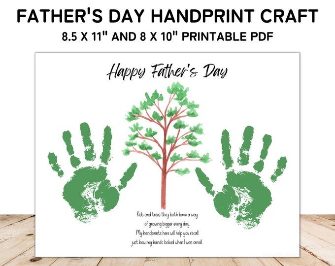 Father's Day Handprint Craft, Printable Kid's Card, PDF, Keepsake Gift ...
