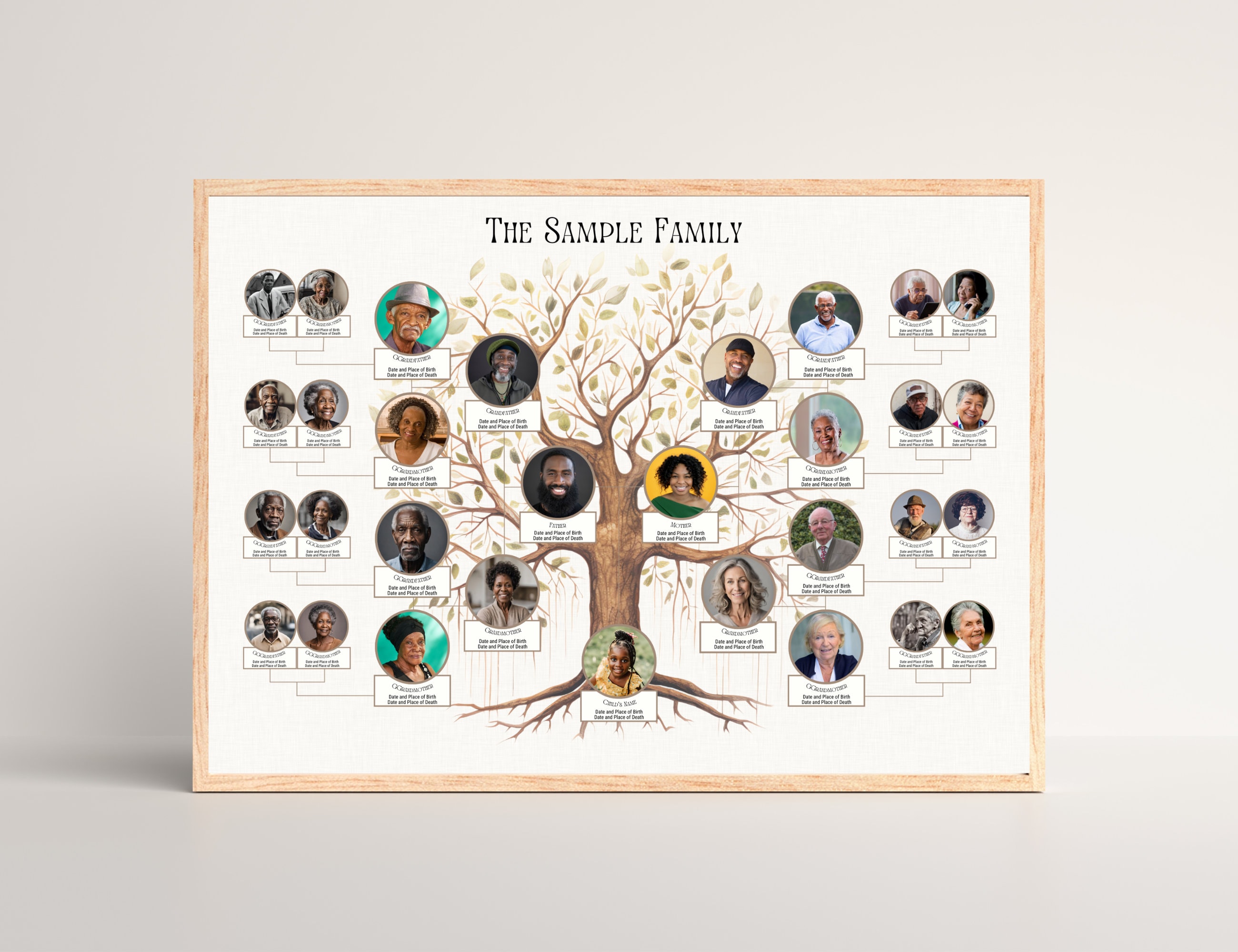 Editable Family Tree Template With Photos, 5 Generation Family Tree ...