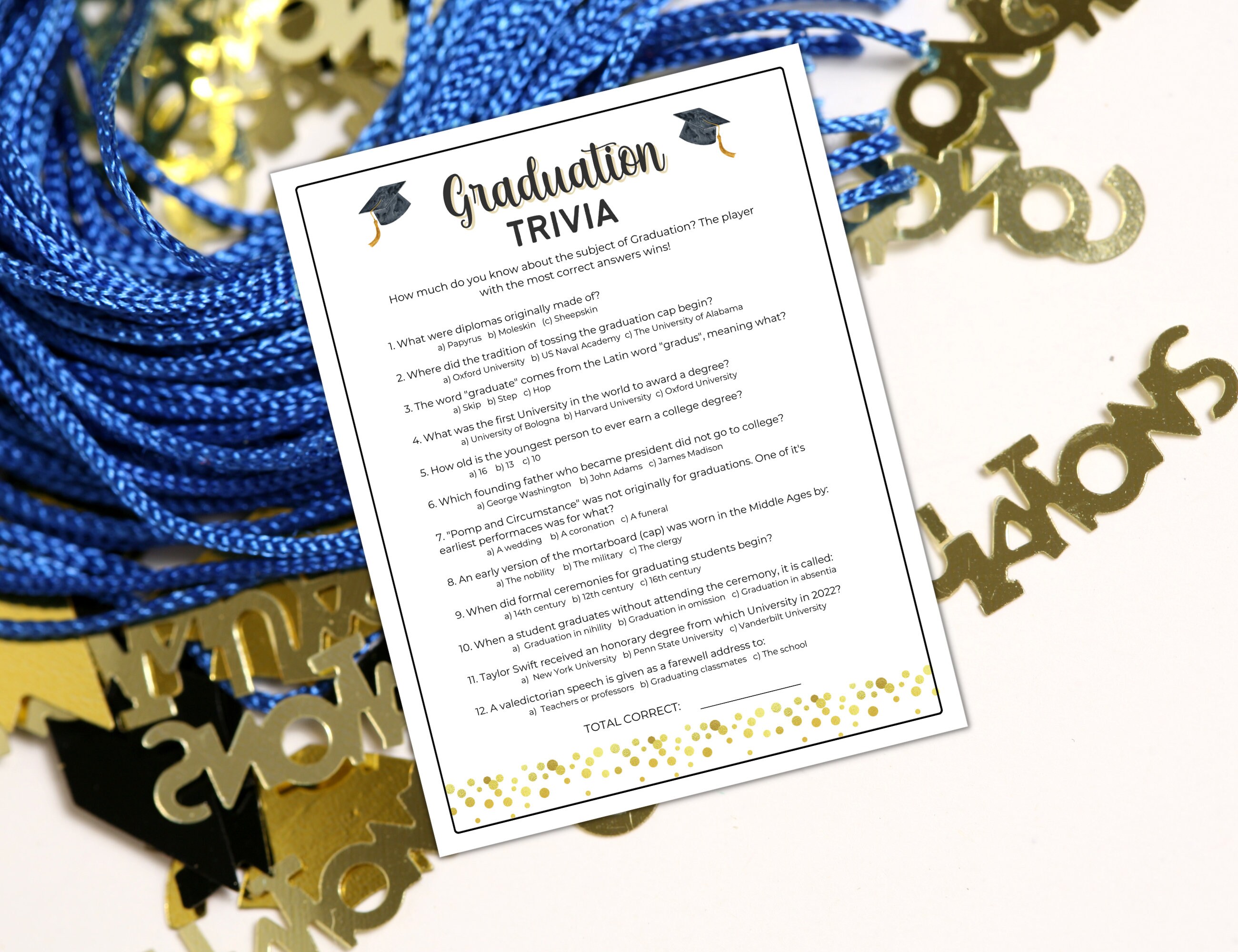 Graduation Trivia Game, Graduation 2024, Graduation Printable Games ...