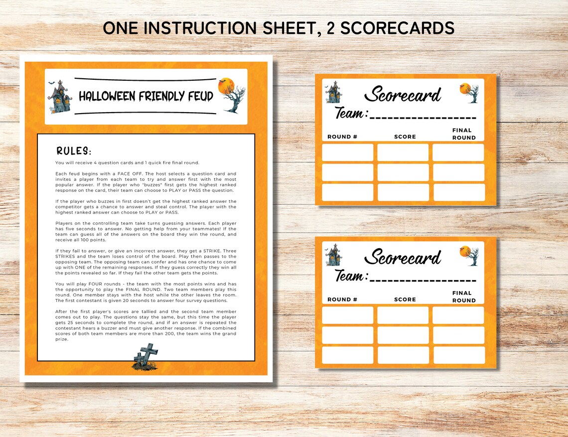 Halloween Friendly Feud Game, Halloween Family Friendly Party Game ...
