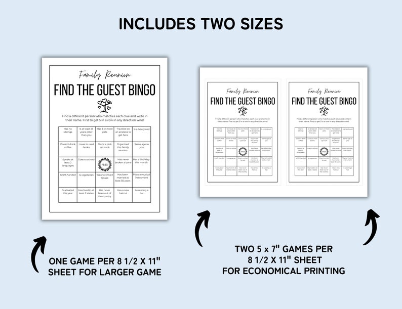 Family Reunion Game, Find the Guest Bingo, Find Someone Who, Mix and ...