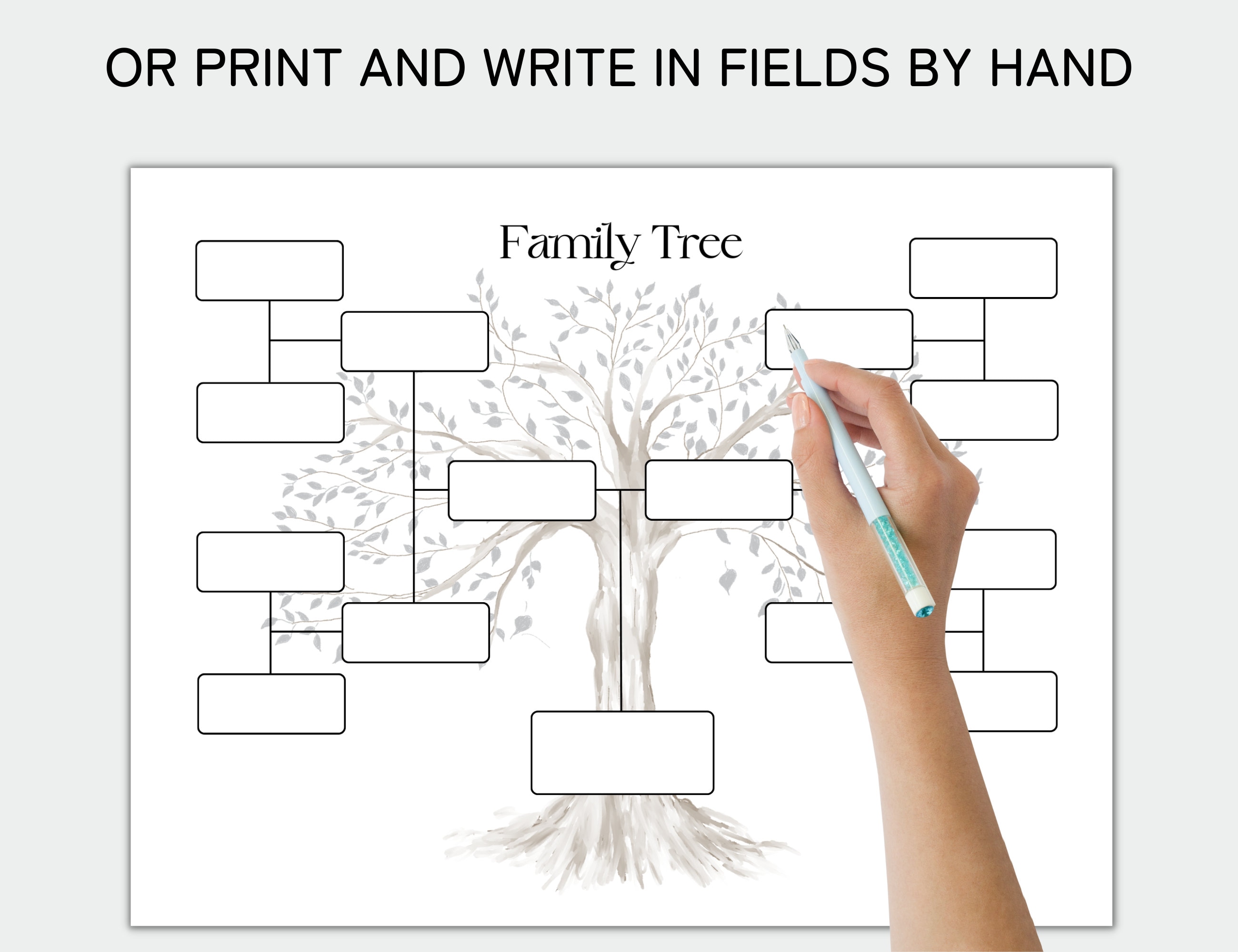 Family Tree Template 4 Generation, Family Tree Chart, Printable for ...