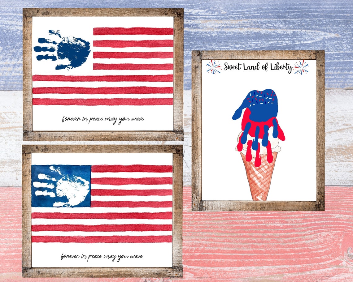 Fourth of July Handprint Art Bundle Printable Summer | Etsy