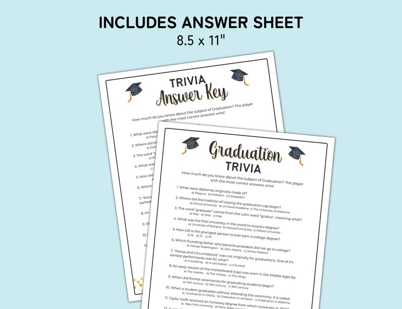 Graduation Trivia Game, Graduation 2024, Graduation Printable Games ...