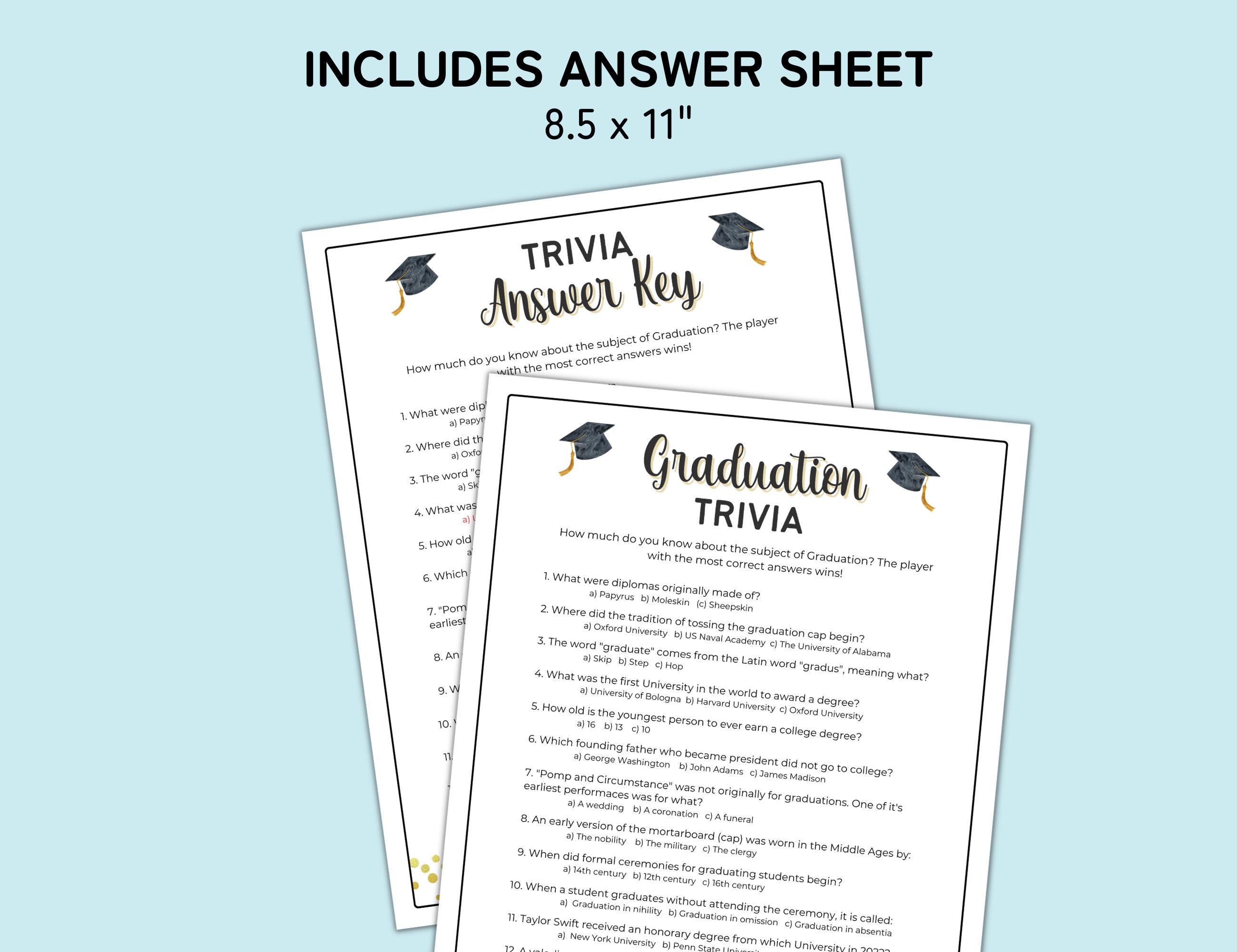 Graduation Trivia Game, Graduation 2024, Graduation Printable Games ...