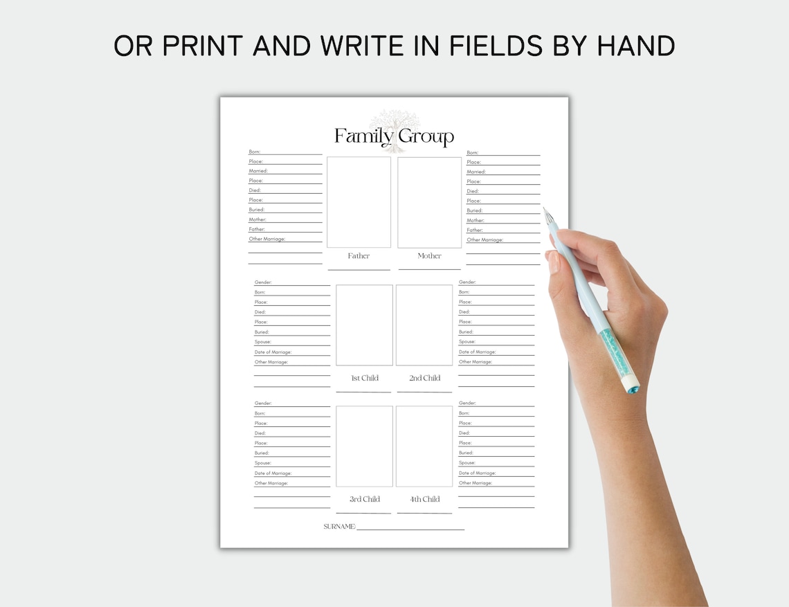 Family Tree Template, Family Tree Chart, Printable for Family Reunion ...
