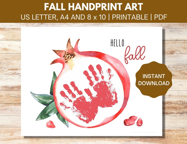 Fall Handprint Art, Hello Fall Handprint Craft, Pomegranate Art ...