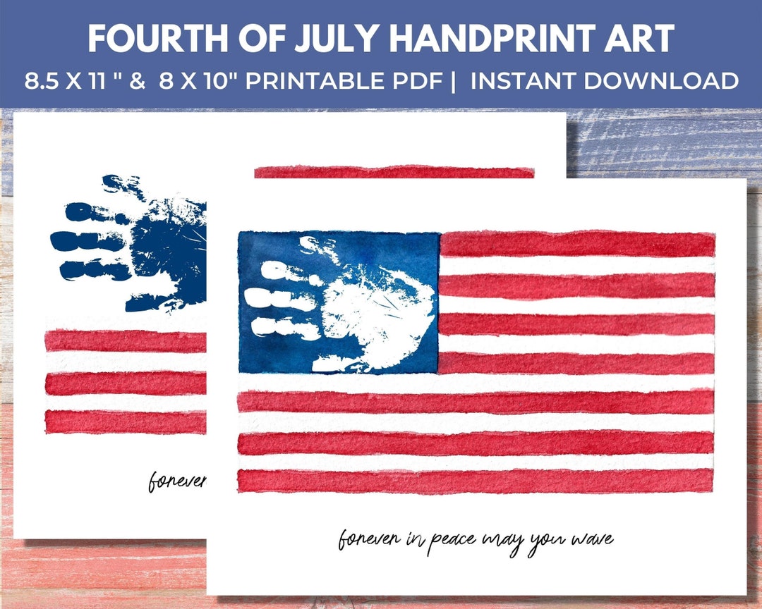 Fourth of July Handprint Art, Printable Summer Keepsake, American Flag ...