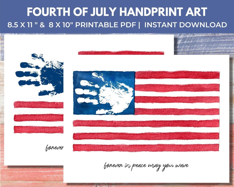 Fourth of July Handprint Art, Printable Summer Keepsake, American Flag ...