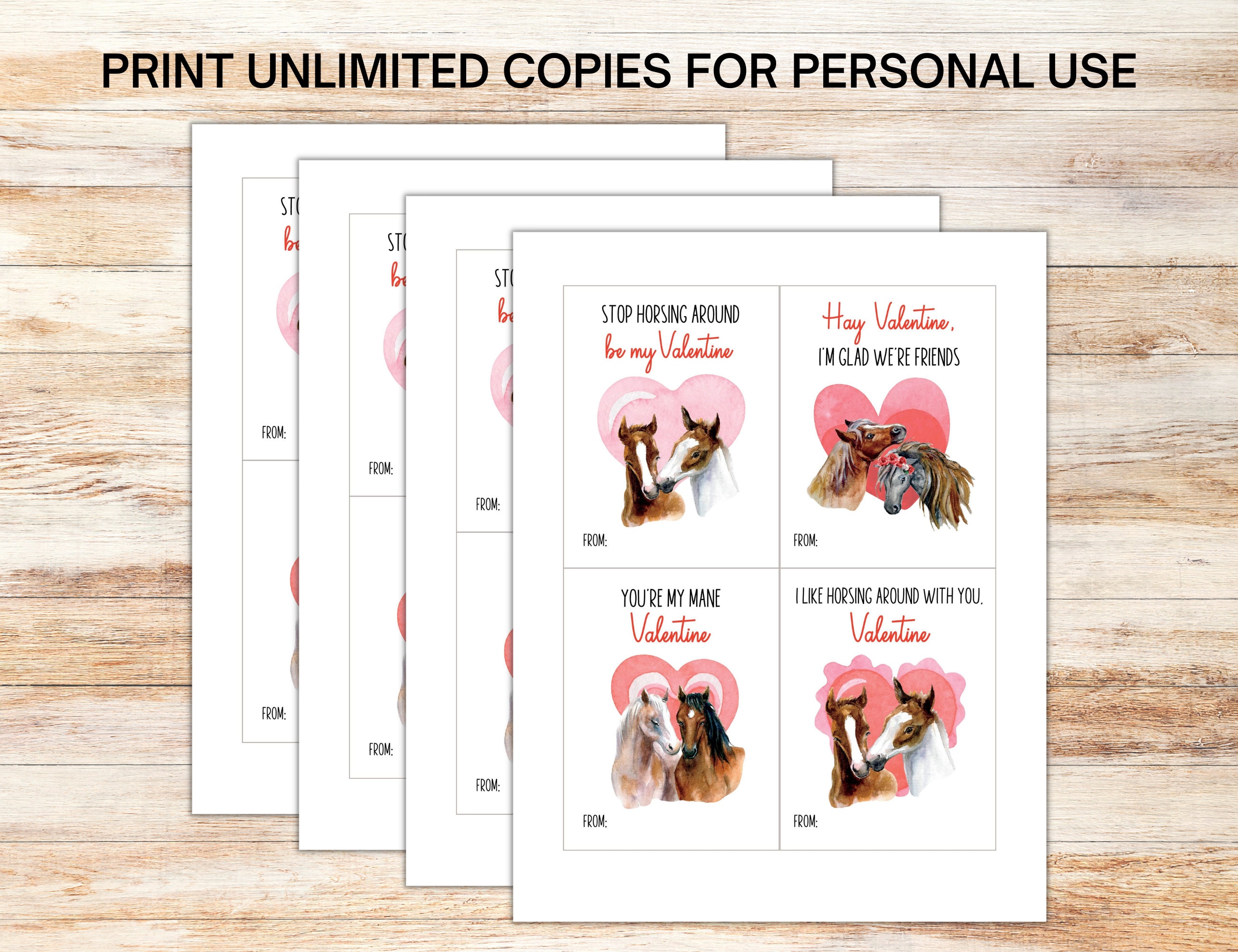 Horse Valentine Printable, Valentine Cards for Kids, Class Valentines ...