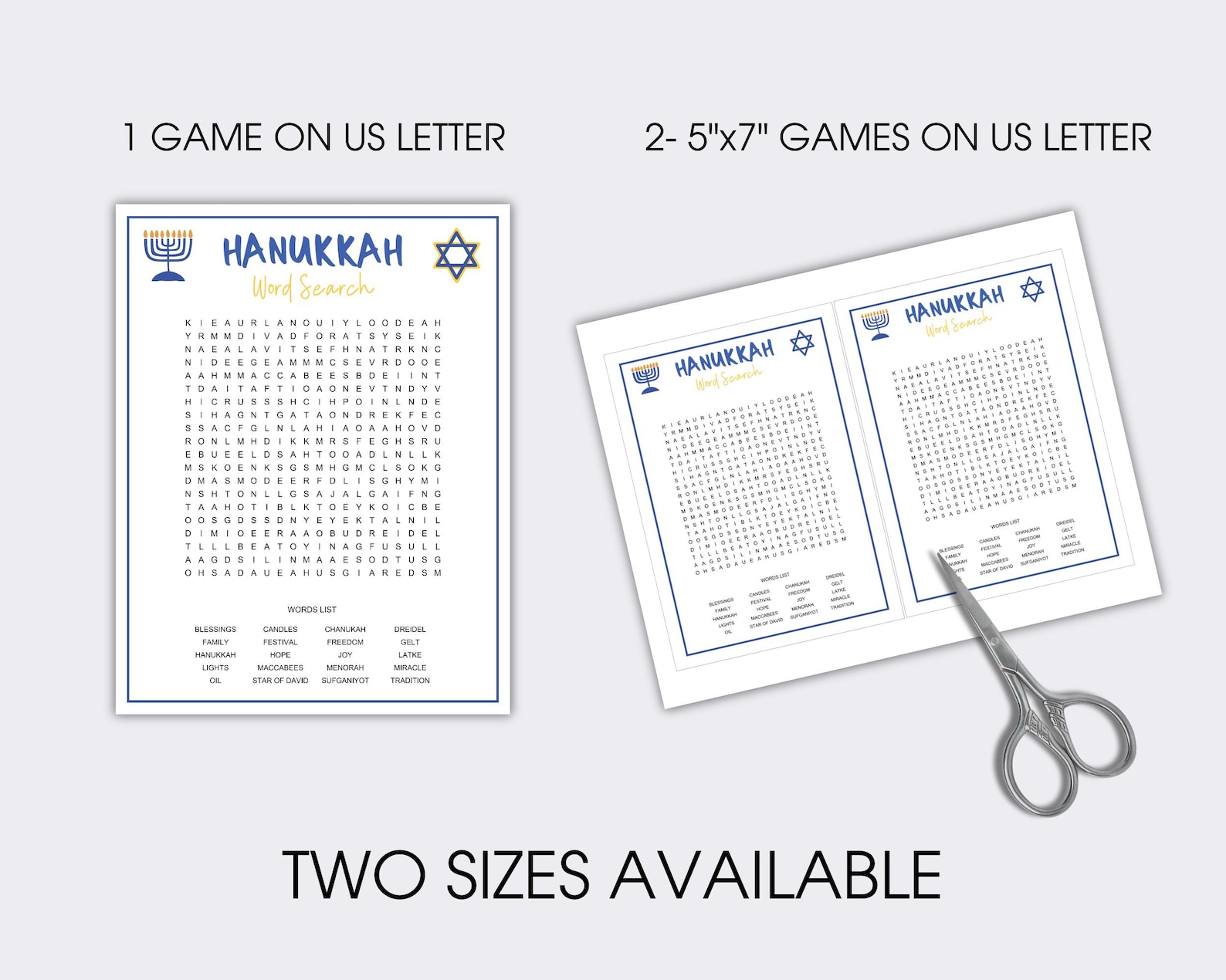 Hanukkah Word Search Game, Jewish Party, Hebrew Holiday Word Search ...