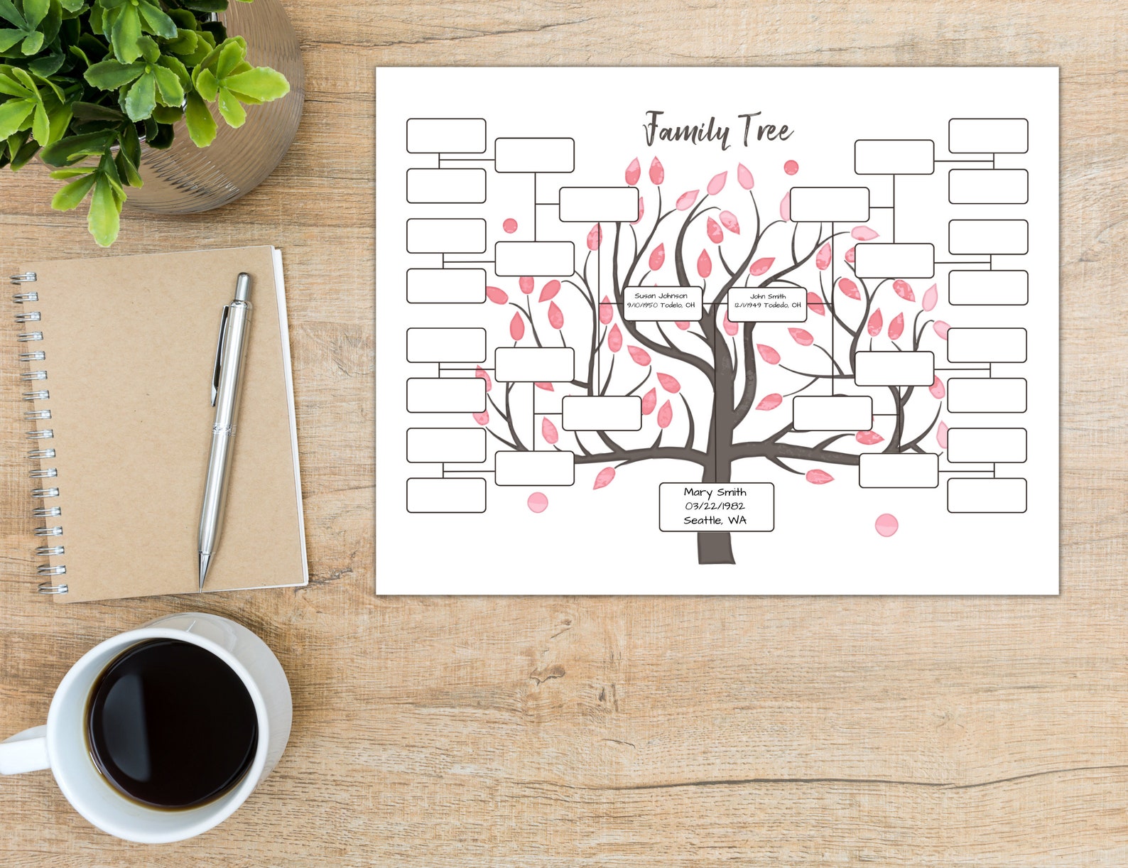 Family Tree Template 5 Generation, Family Tree Chart, Printable for ...