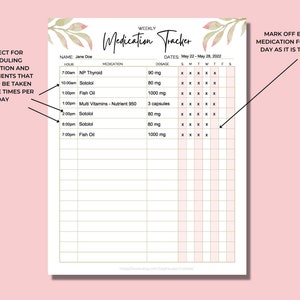 Printable Weekly Medication Tracker, Medication Scheduler, Medication ...
