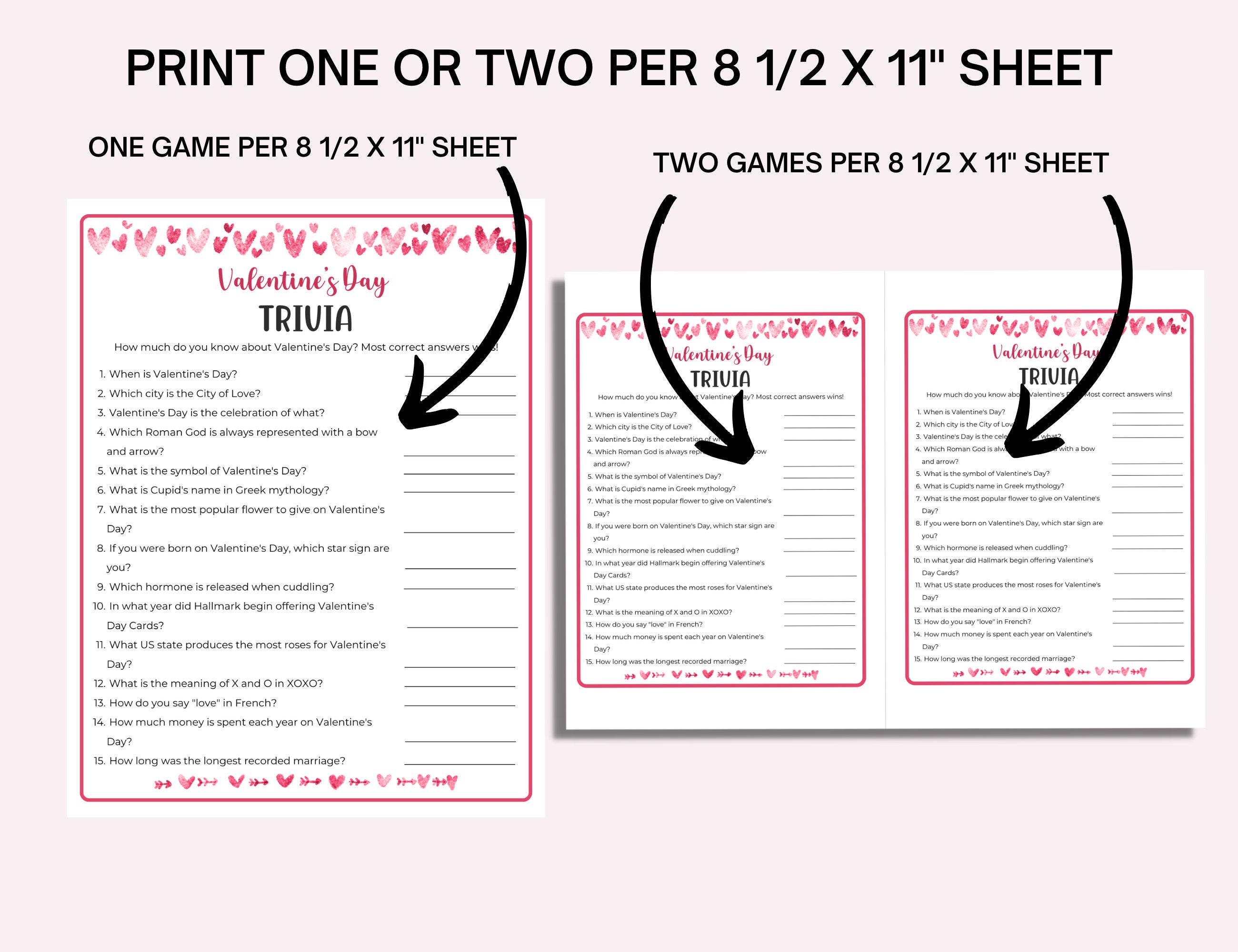 Valentines Day Trivia Game, Printable Valentines Day Party Games ...