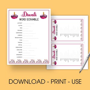Diwali Word Scramble Game, Diwali Party, Festival of Lights, Printable ...