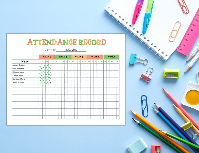 Editable Daycare Attendance Sheet for Preschool, Home School and in ...